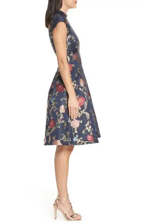 CHI CHI LONDON Floral Print Mock Neck Dress