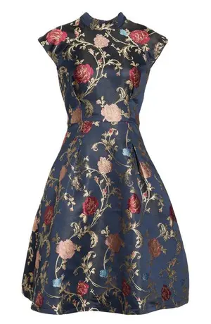 CHI CHI LONDON Floral Print Mock Neck Dress