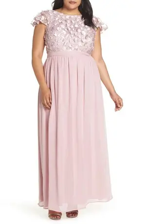 CHI CHI LONDON Floral Bodice Gown