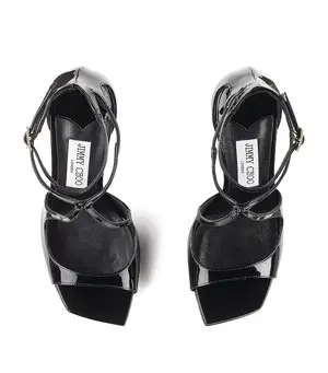 JIMMY CHOO Azia 110 Patent Leather Sandals - Black