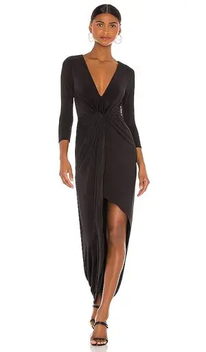 halter sexy dress HONGIVEY Sexy Halter Fitted Empire Waist Evening Dress Side Slit Ruche