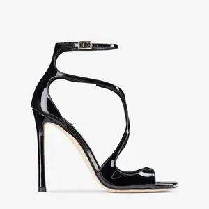 JIMMY CHOO Azia 110 Patent Leather Sandals - Black