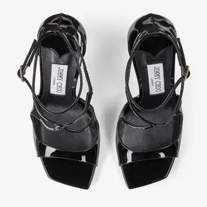 JIMMY CHOO Azia 110 Patent Leather Sandals - Black