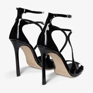 JIMMY CHOO Azia 110 Patent Leather Sandals - Black