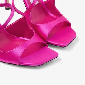 JIMMY CHOO Anise 95 Fuchsia Satin Mules Fuchsia - Pink