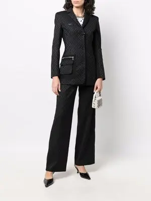 MARINE SERRE Wool-blend Crescent Moon Print Tailored Trousers