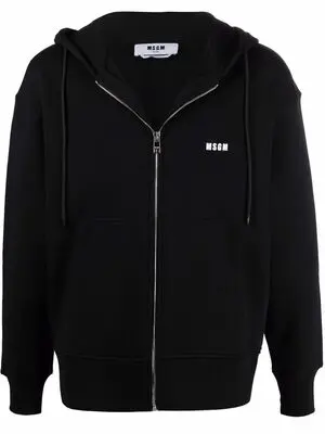 MSGM Logo-print Cotton Hoodie - Black