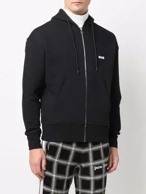 MSGM Logo-print Cotton Hoodie - Black