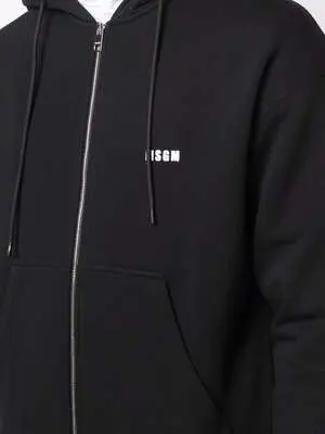 MSGM Logo-print Cotton Hoodie - Black