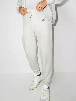 Brunello Cucinelli Drawstring-waist Tapered Track Pants - White