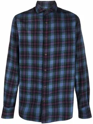 DEPERLU Tartan-print Cotton Shirt - Blue