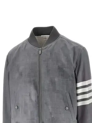 Thom Browne Stripe-detail Bomber Jacket - Grey
