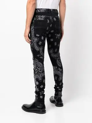 Amiri Flocked Bandana Skinny Jeans