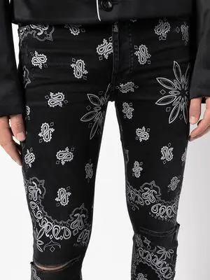Amiri Flocked Bandana Skinny Jeans
