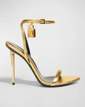 TOM FORD TOM FORD Lock Metallic Stiletto Sandals - Gold