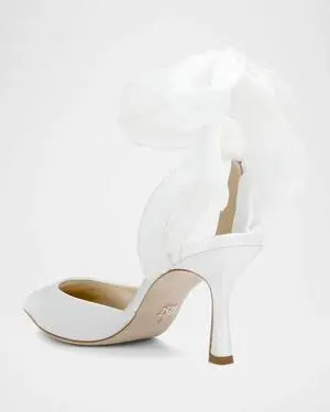 Badgley Mischka Blaze Satin Halter Pumps - White