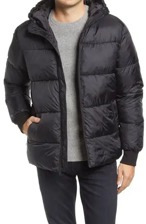 Nordstrom Hooded Puffer Jacket Black Caviar