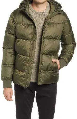 Nordstrom Hooded Puffer Jacket Olive Night