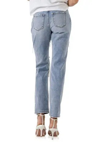 GREY LAB Distressed Slim Jeans - Light Denim