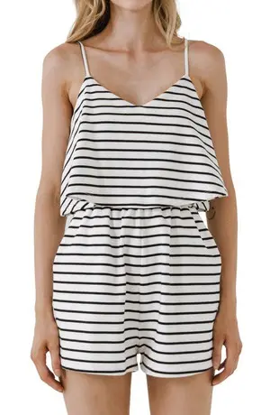 GREY LAB Stripe Sleeveless Romper