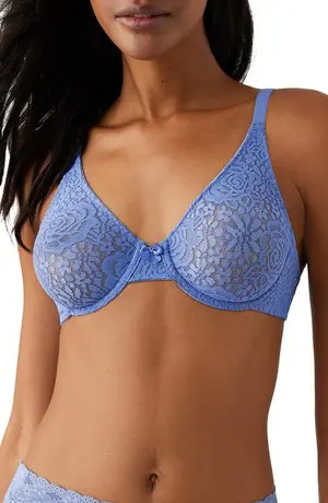 Wacoal Halo Lace Convertible Underwire Bra Blue Hydrangea