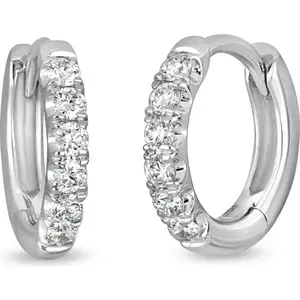 Bony Levy Audrey Diamond Huggie Hoop Earrings - White