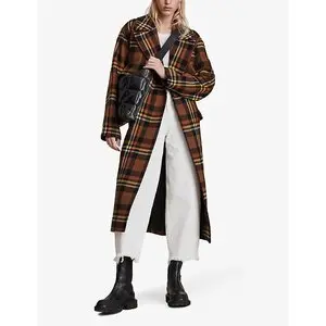 ALLSAINTS Bree Check-print Wool-blend Trench Coat