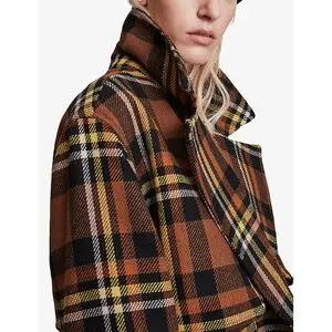 ALLSAINTS Bree Check-print Wool-blend Trench Coat