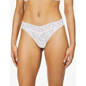 Hanky Panky Original-rise Stretch-lace Thong Pack Of Three - White