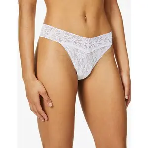 Hanky Panky Original-rise Stretch-lace Thong Pack Of Three - White