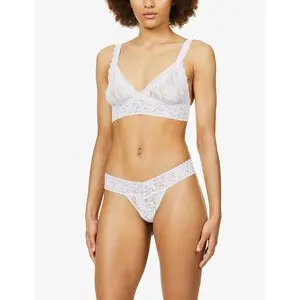 Hanky Panky Signature Low-rise Stretch-lace Thong Pack Of Three - White