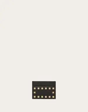 Valentino Garavani Rockstud Grainy Calfskin Cardholder Black