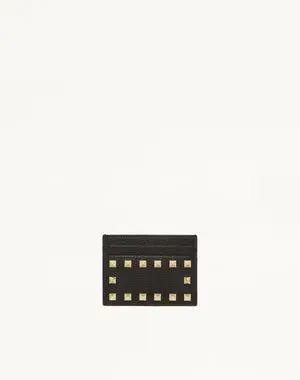 Valentino Garavani Rockstud Grainy Calfskin Cardholder - Black