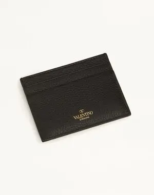 Valentino Garavani Rockstud Grainy Calfskin Cardholder - Black