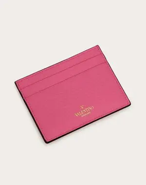 Valentino Garavani Rockstud Grainy Calfskin Cardholder - Pink