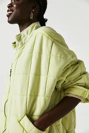 Free People Dolman Quilted Knit Jacket Lime