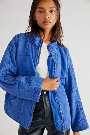 Free People Dolman Quilted Knit Jacket Mazarine