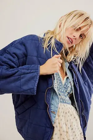 Free People Dolman Quilted Knit Jacket Starless Sky