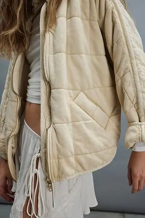 Free People Dolman Quilted Knit Jacket - White