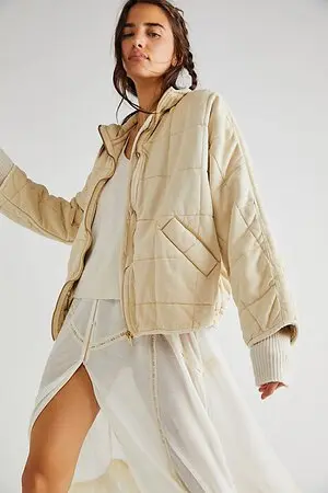 Free People Dolman Quilted Knit Jacket - White