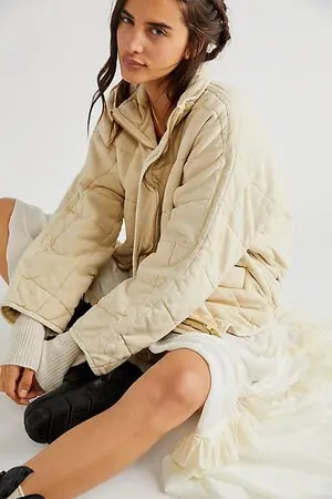 Free People Dolman Quilted Knit Jacket - White