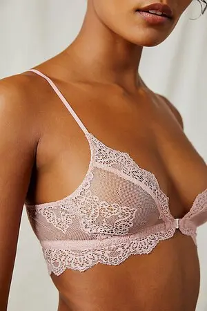 Only Hearts So Fine Sheer Lace Bralette Rosey