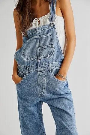 Free People We The Free Ziggy Denim Overalls - Powder Blue