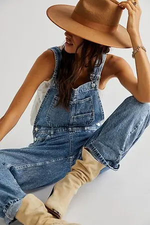 Free People We The Free Ziggy Denim Overalls - Powder Blue