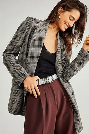 Free People Rori Leather Belt Iced Blue