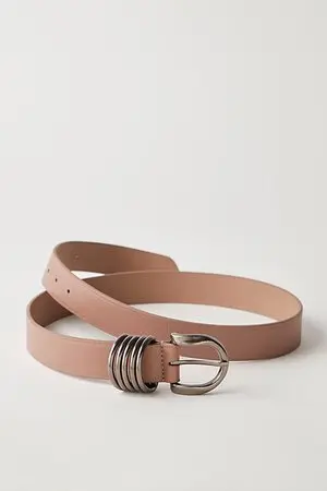 Free People Rori Leather Belt - Mocha Mousse