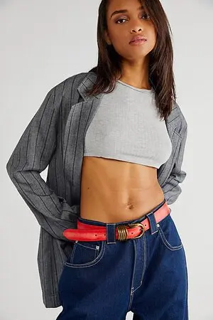 Free People Rori Leather Belt Red Hot