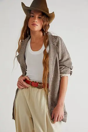 Free People Rori Leather Belt Tiger Red