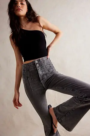 Free People We The Free Jayde Flare Jeans Ridge Grey