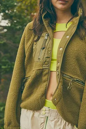 Free People FP Movement Hit The Slopes Fleece Jacket Armée
